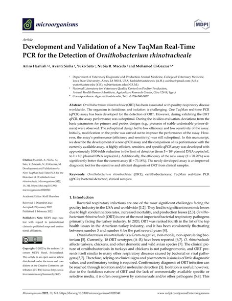 Pdf Development And Validation Of A New Taqman Real Time Pcr For The Detection Of