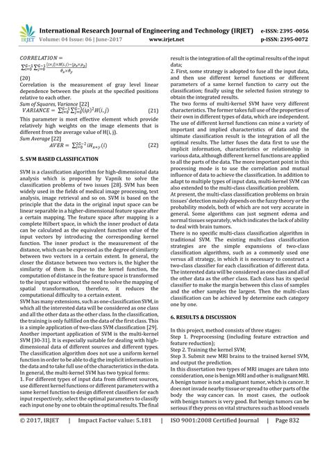 Performance Analysis Of Svm Classifier For Classification Of Mri Image