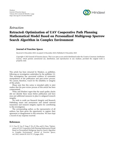 Pdf Retracted Optimization Of Uav Cooperative Path Planning