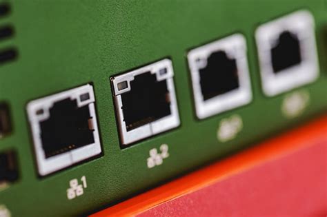 Premium Photo Several Ethernet Connection Port On The Side Of The Device