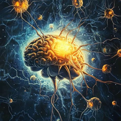 Glowing Brain Neural Network Visualization With Electric Connections