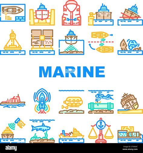 Marine Engineering Ship Icons Set Vector Stock Vector Image And Art Alamy