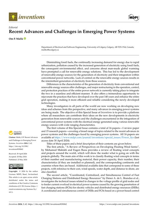 Pdf Recent Advances And Challenges In Emerging Power Systems