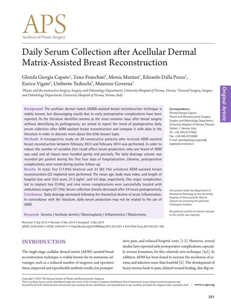Pdf Daily Serum Collection After Acellular Dermal Matrix Assisted Breast Reconstruction