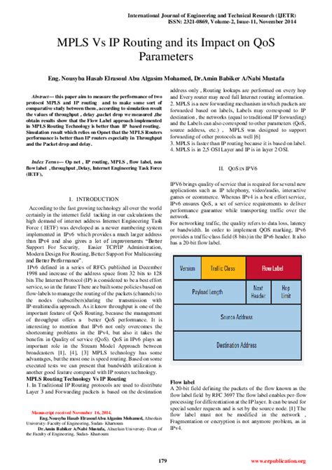 Pdf Mpls Vs Ip Routing And Its Impact On Qos Parameters
