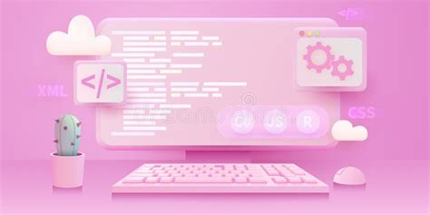 Web Development Coding And Programming Banner Computer Code Stock