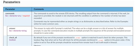 Syntax Ansible Documentation Parameters Chart What Are The Indented Rows Stack Overflow