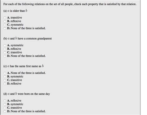 Solved For Each Of The Following Relations On The Set Of All Chegg