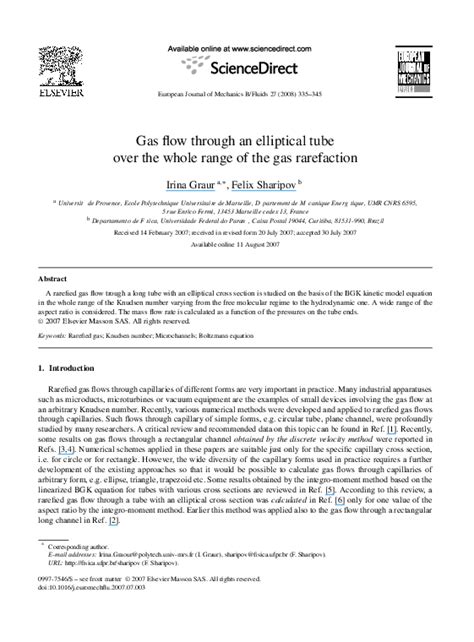 Pdf Non Isothermal Flow Of Rarefied Gas Through A Long Pipe With
