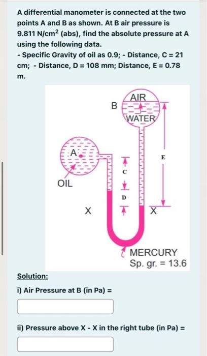 [solved] A Differential Manometer Is Connected At The Two