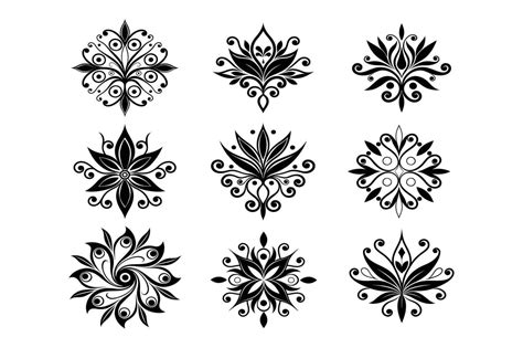 Beautiful Silhouette Floral Elements 53068255 Vector Art At Vecteezy
