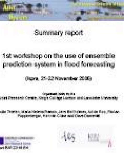 Summary Report 1st Workshop On The Use Of Ensemble Prediction System In Flood Forecasting