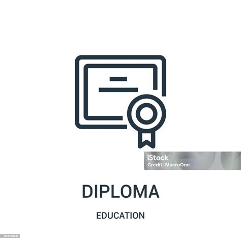 교육 컬렉션에서 디플로마 아이콘 벡터입니다 얇은 라인 디플로마 개요 아이콘 벡터 일러스트 레이 션 웹 및 모바일 앱 로고 인쇄 미디어에 사용할 선형 기호입니다 공란에 대한
