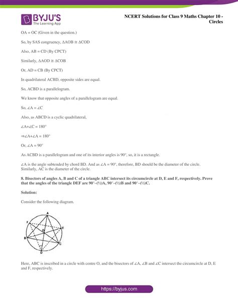 Ncert Solutions Class 9 Maths Chapter 10 Circles Free Pdf Download
