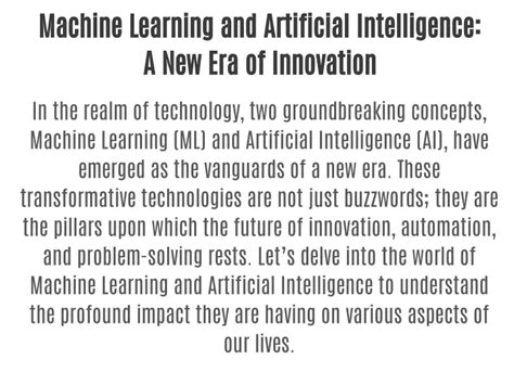 Ppt Machine Learning And Artificial Intelligence A New Era Of