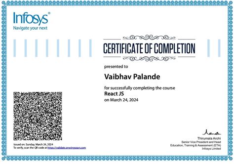 Infosys Lex Ceritificate Upskill Vaibhav Palande