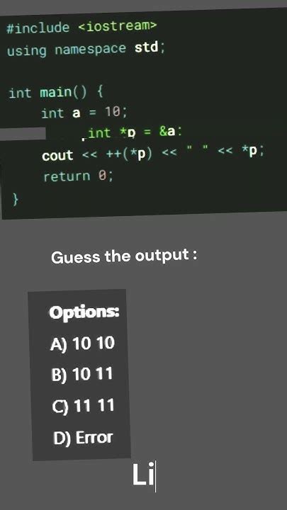 Guess Of The Output Of The Following Code Video24 Please Subscribe
