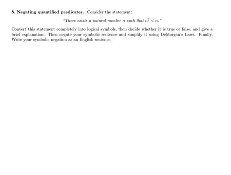 Solved 8 Negating Quantified Predicates Consider The
