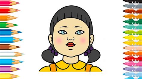 КАК НАРИСОВАТЬ КУКЛУ ИЗ ИГРЫ В КАЛЬМАРА Раскраска Игра в Кальмара How To Draw A Squid Game