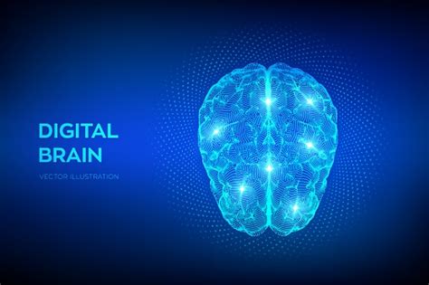 두뇌 이진 코드와 디지털 브레인 3d 과학 및 기술 개념입니다 신경망 Iq 테스트 인공 지능 가상 에뮬레이션 과학 기술 벡터 일러스트입니다 과학에 대한 스톡 벡터 아트 및