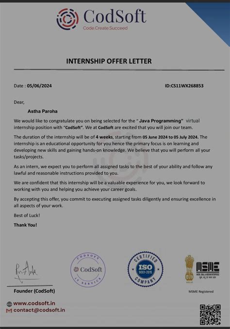 Astha Paroha On Linkedin Javainternship Summercoding Techinternship