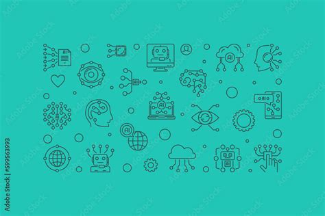 Artificial Intelligence Line Horizontal Banner Vector Ai Technology