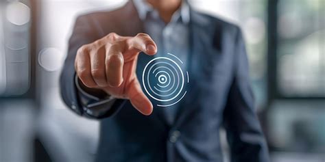 A Man Is Holding A Button New Futuristic Touch Digital Botton Premium