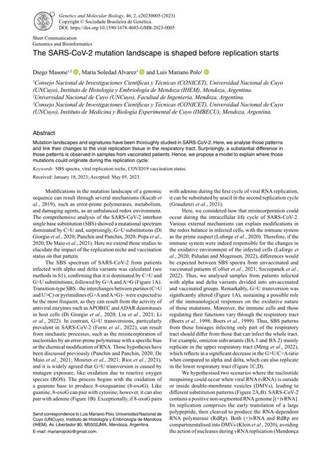 Pdf The Sars Cov 2 Mutation Landscape Is Shaped Before Replication Starts
