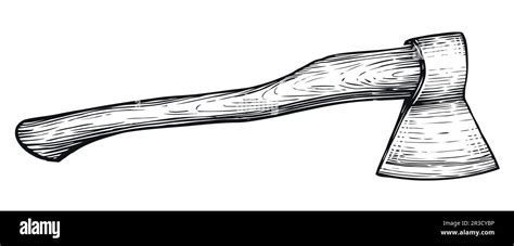 Hand Drawn Sketch Of Axe Woodworking Tool Detailed Vintage Etching