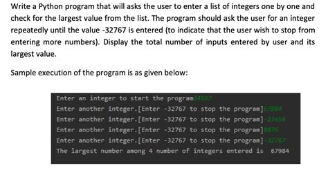 Solved Write A Python Program That Will Asks The User To Chegg