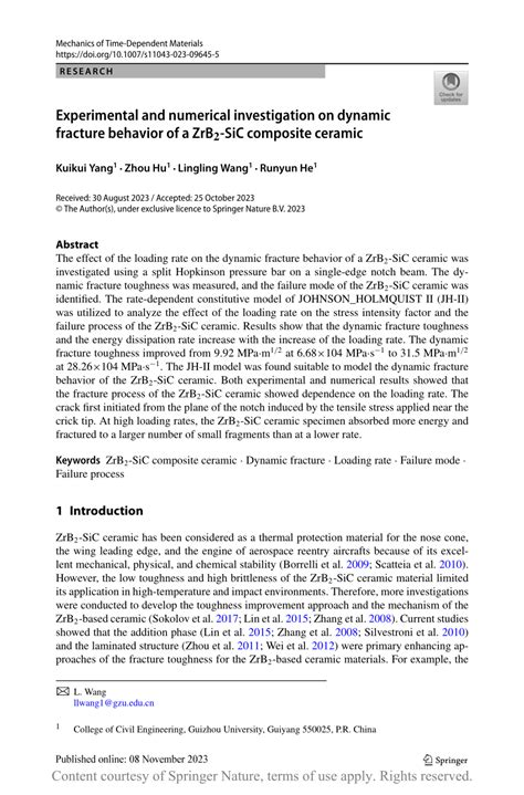 Experimental And Numerical Investigation On Dynamic Fracture Behavior