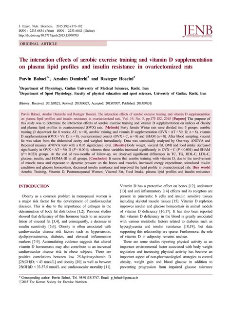 PDF The Interaction Effects Of Aerobic Exercise Training And Vitamin D Supplementation On