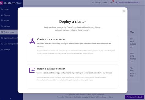 Getting Started Quickstart Clustercontrol Documentation