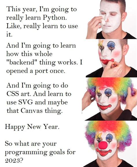 The Inevitable Clown Transformation Of New Years Coding Resolutions ·