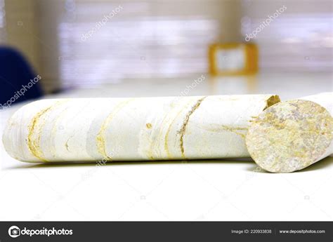 Limestone Core Sample Isolated White Background Had Clipping Path