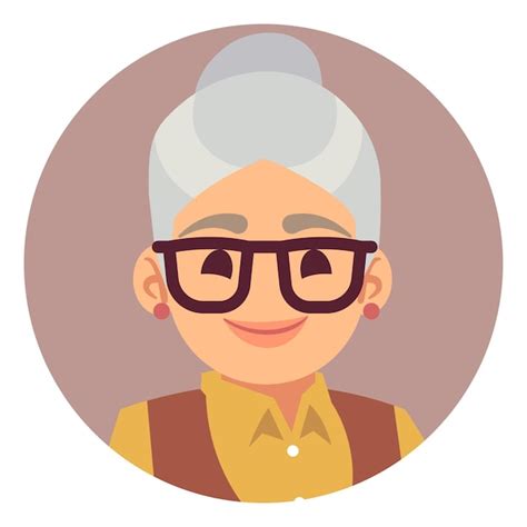 Premium Vector Old Woman Avatar Female Senior Round Portrait
