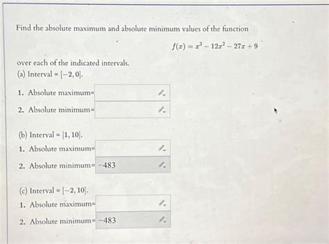 solved find the absolute maximum and absolute minimum values