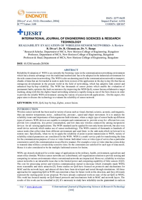 Pdf Realiability Evaluation Of Wireless Sensor Networks A Review