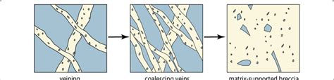 Fragmentation Process From Veining To Coalescing Veins And Comminuted Download Scientific