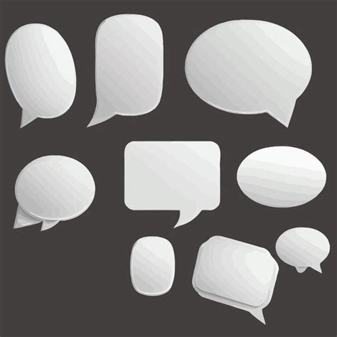 빈 흰색 3d 음성 거품은 텍스트 채팅 메시지 대화 상자 주석에 대해 서로 다른 모양을 배경 벡터 그림에 격리됨을 인용합니다 프리미엄 벡터