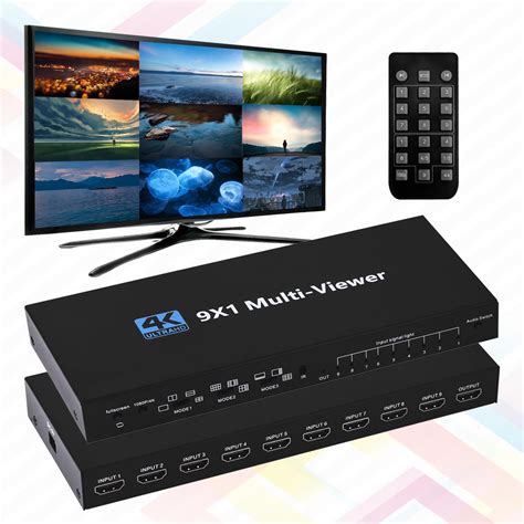 Amazon Com HDMI MultiViewer Switch 9x1 Seamless HDMI Quad MultiViewer Switcher 9 In 1 Out With