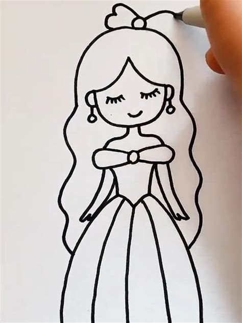 简笔画大全 可爱简单漂亮小公主 简笔画大全 可爱简单漂亮小公主图片 画趣文库（我爱生活）