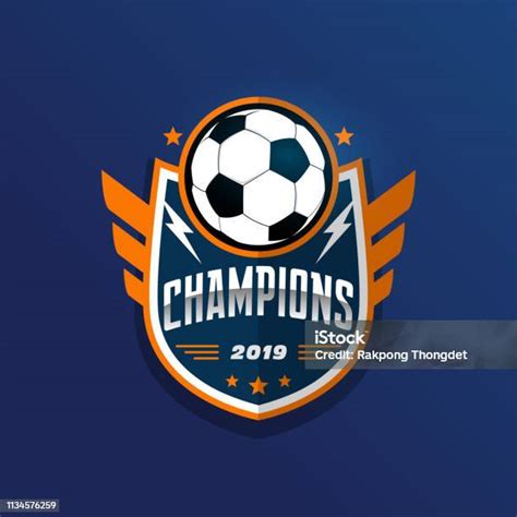 축구 축구 배지 디자인 서식 파일 흰색 배경에 고립 된 스포츠 팀 정체성 벡터 일러스트 Championship에 대한 스톡 벡터 아트 및 기타 이미지