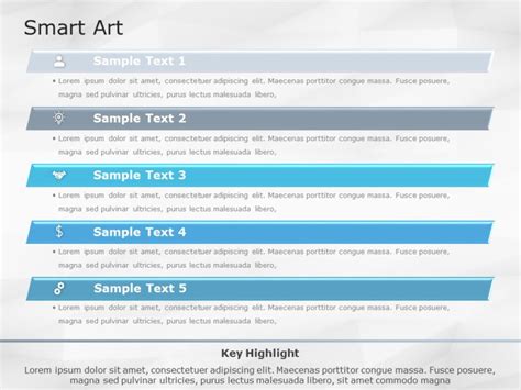 SmartArt List Vertical Bracket 5 Steps PowerPoint Template SlideUpLift