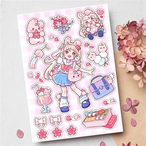 خرید و قیمت لوازم تحریر فانتزی استیکر برچسب طرح دختر صورتی سایز A5 از غرفه لوازم تحریر پونیو
