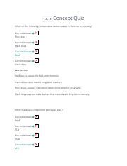 CIS Week Concept Quiz Docx Concept Quiz Which Of The Following Components Stores