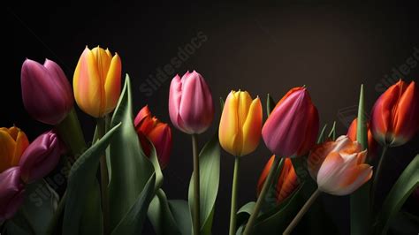 免費花鬱金香深色ppt背景下載 Slidesdocs