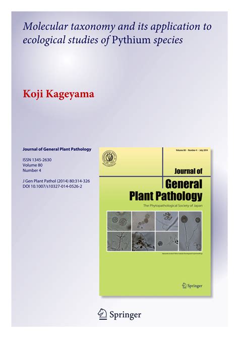 Pdf Molecular Taxonomy And Its Application To Ecological Studies Of