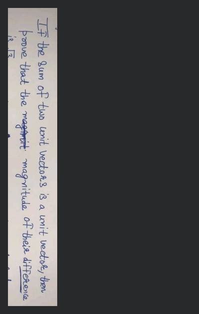 If The Sum Of Two Unit Vectors Is A Unit Vector Then Prove That The Magn