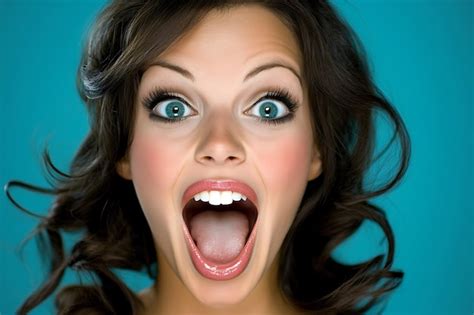 Excited Pretty Woman Drop Jaw From Amazement Premium Ai Generated Image